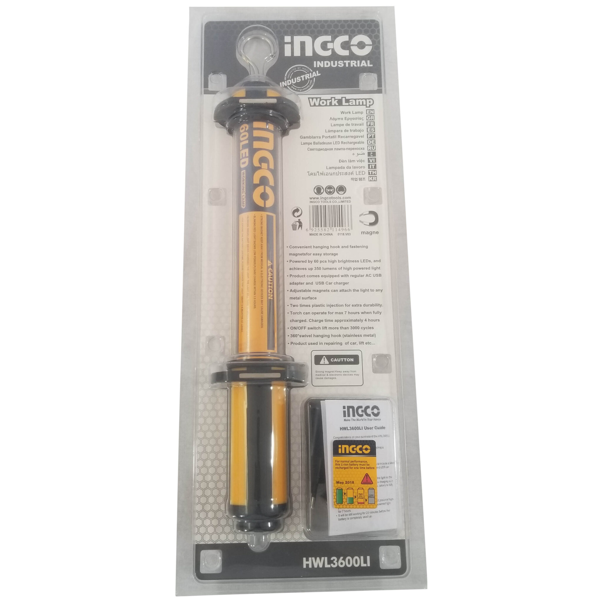 INGCO Rechargeable Work Lamp 60pcs LED HWL3600LI - INGCO Tools St Lucia ...
