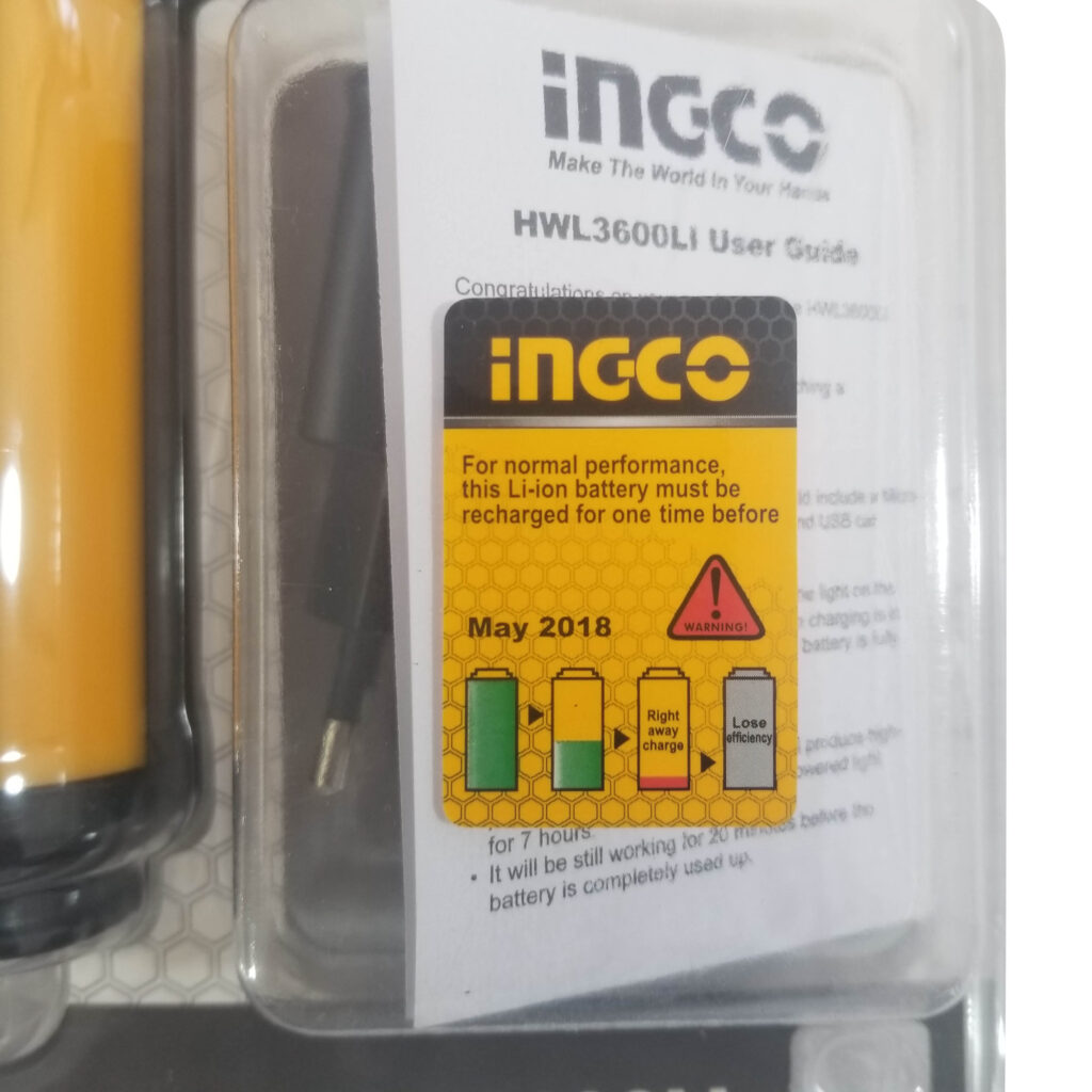 INGCO Rechargeable Work Lamp 60pcs LED HWL3600LI - INGCO Tools St Lucia ...