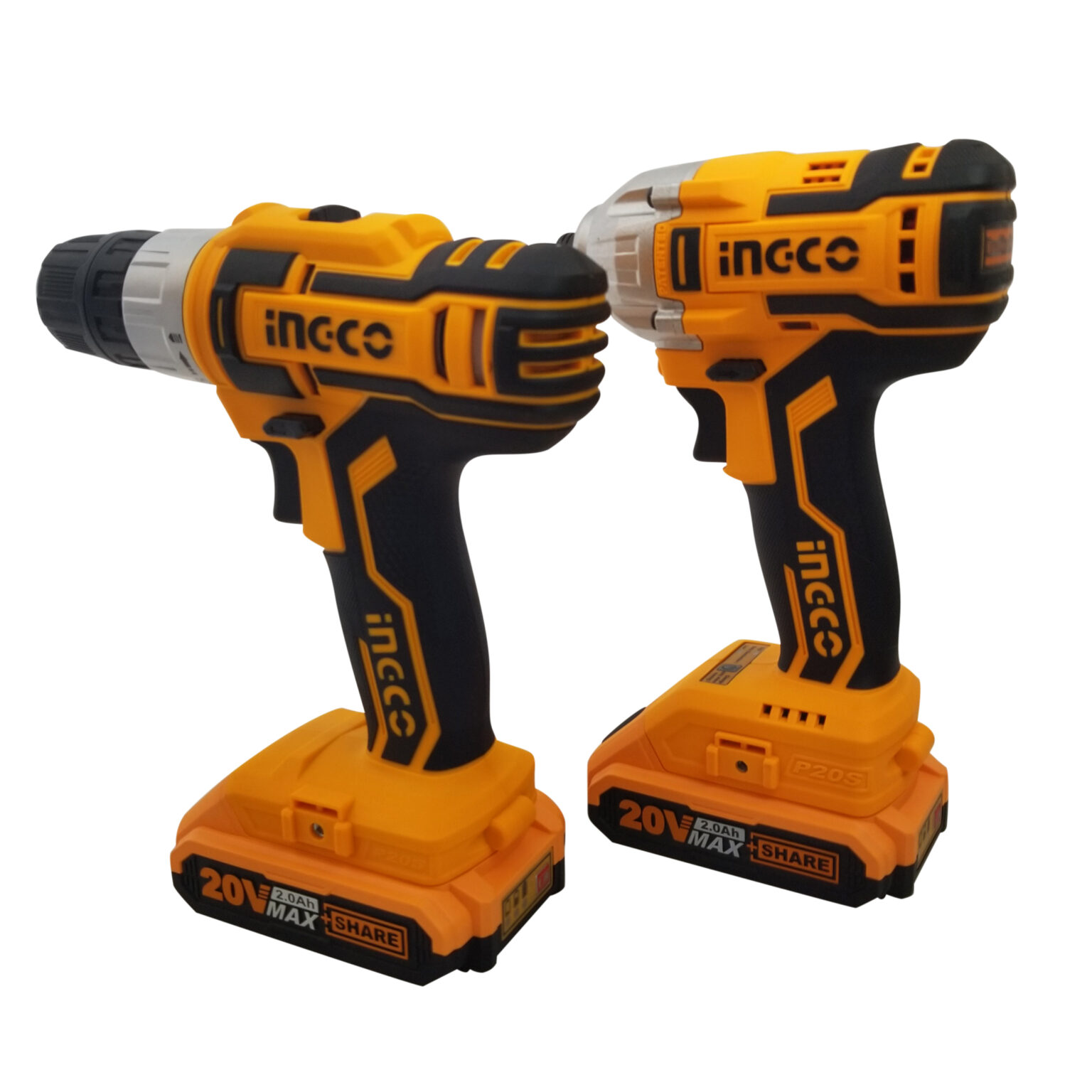INGCO Lithium-Ion Cordless 2-Pc. 20V Combo Kit - Cordless Drill ...